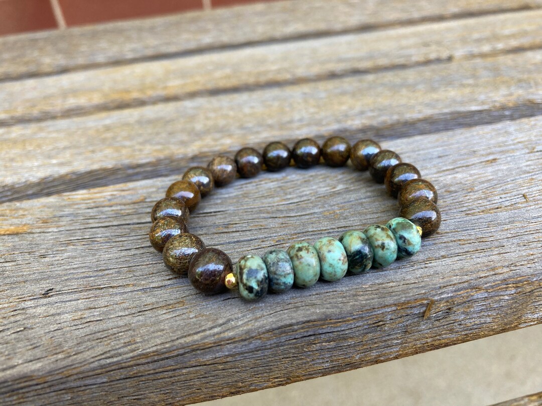 Reiki Infused Bronzite and African Turquoise Bracelet - Etsy