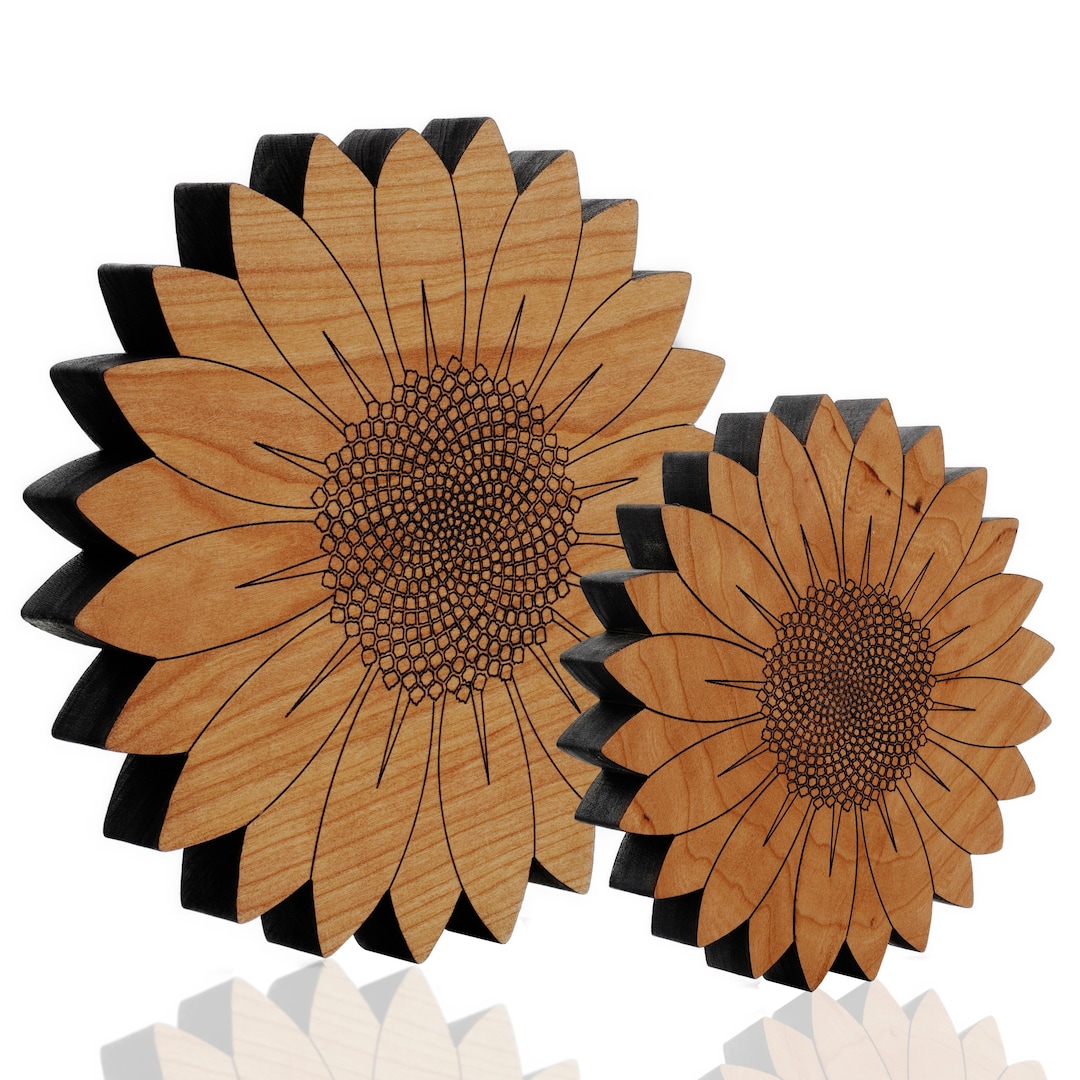 Sunflower Trivet- Solid Cherry Wooden Trivet Hot Pad Holder - Wall Art ...