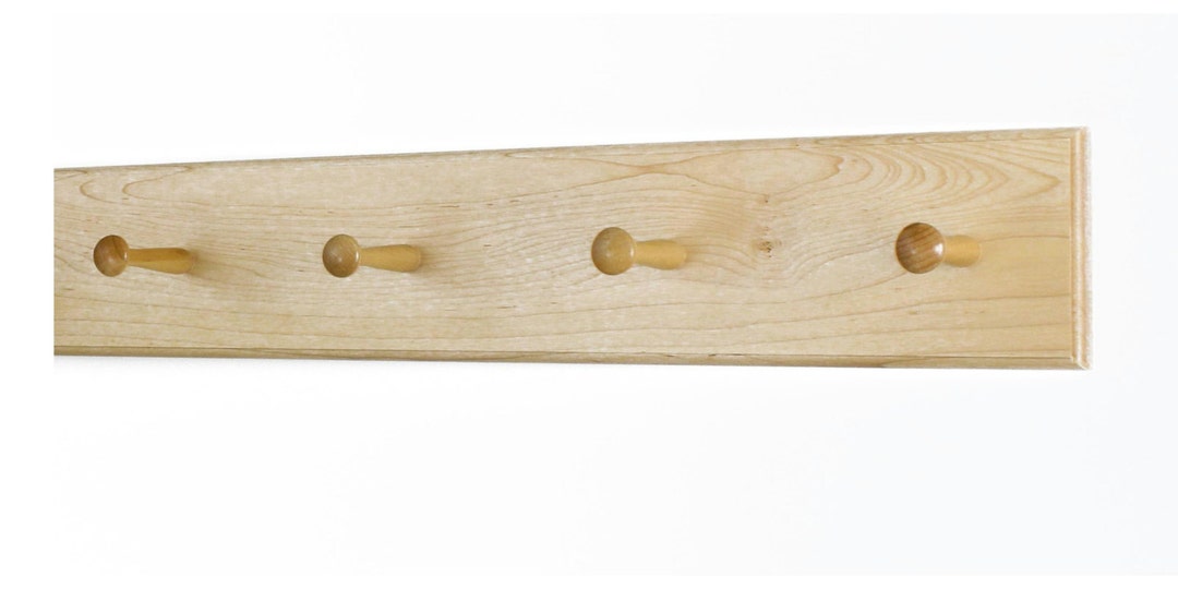 Solid Maple Shaker Peg Rack - 18 to 58" 3-10 Pegs Handmade in the USA ...