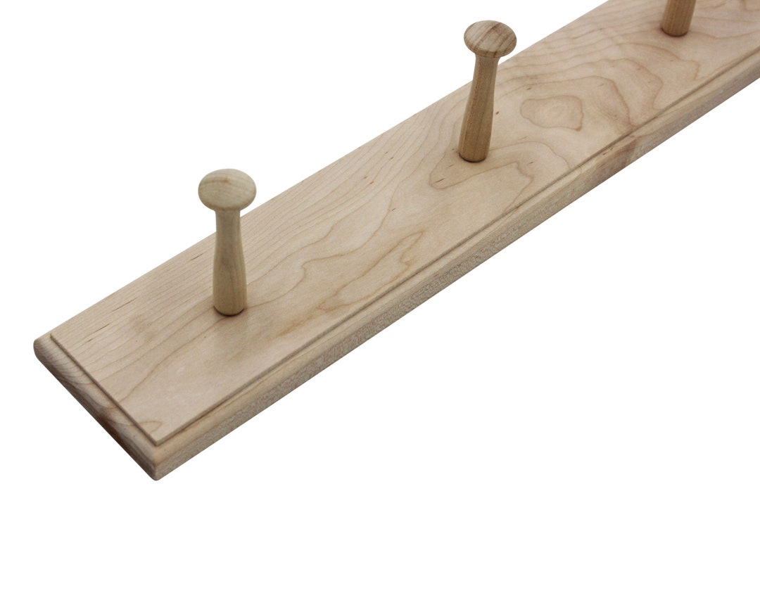 Unfinished Shaker Peg Rack - Solid Maple - 18" to 58" 3-10 Pegs ...