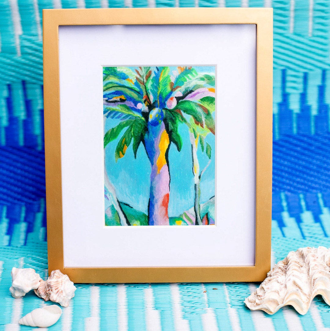 Palm Tree Art Print (digital) | Colorful Palm Tree Art 5x7 | Beach ...