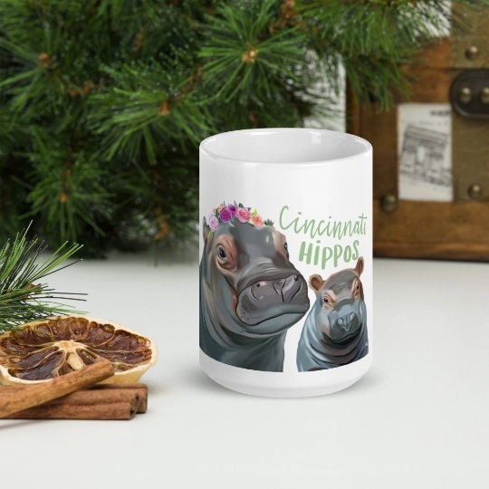 Hippo Mug Large Ceramic Coffee Mug 15 Oz Hippo Lover Gift Cincinnati ...