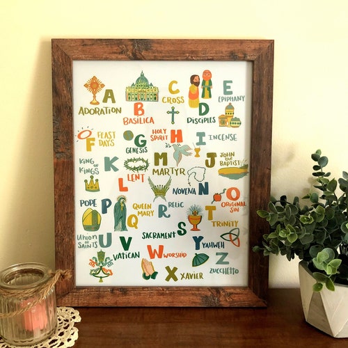 Catholic Abc's Print Hand-drawn Catholic Alphabet Print - Etsy