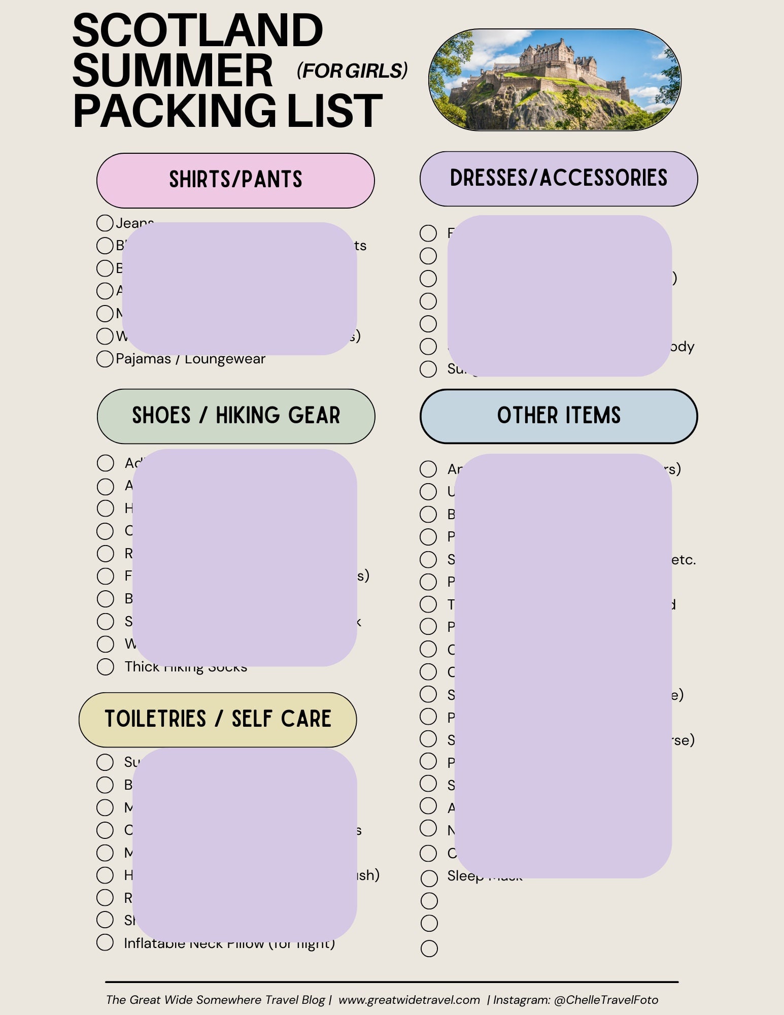 Women's Scotland Packing List for Summer Travel Scotland What to Pack ...