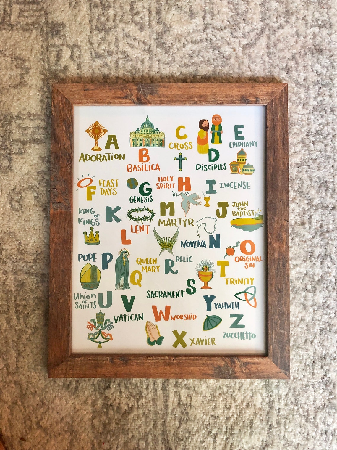 Catholic Abc's Print Hand-drawn Catholic Alphabet Print - Etsy