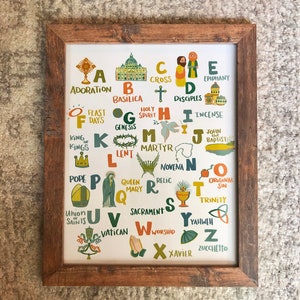 Catholic Abc's Print | Hand-drawn Catholic Alphabet Print | Baptism ...