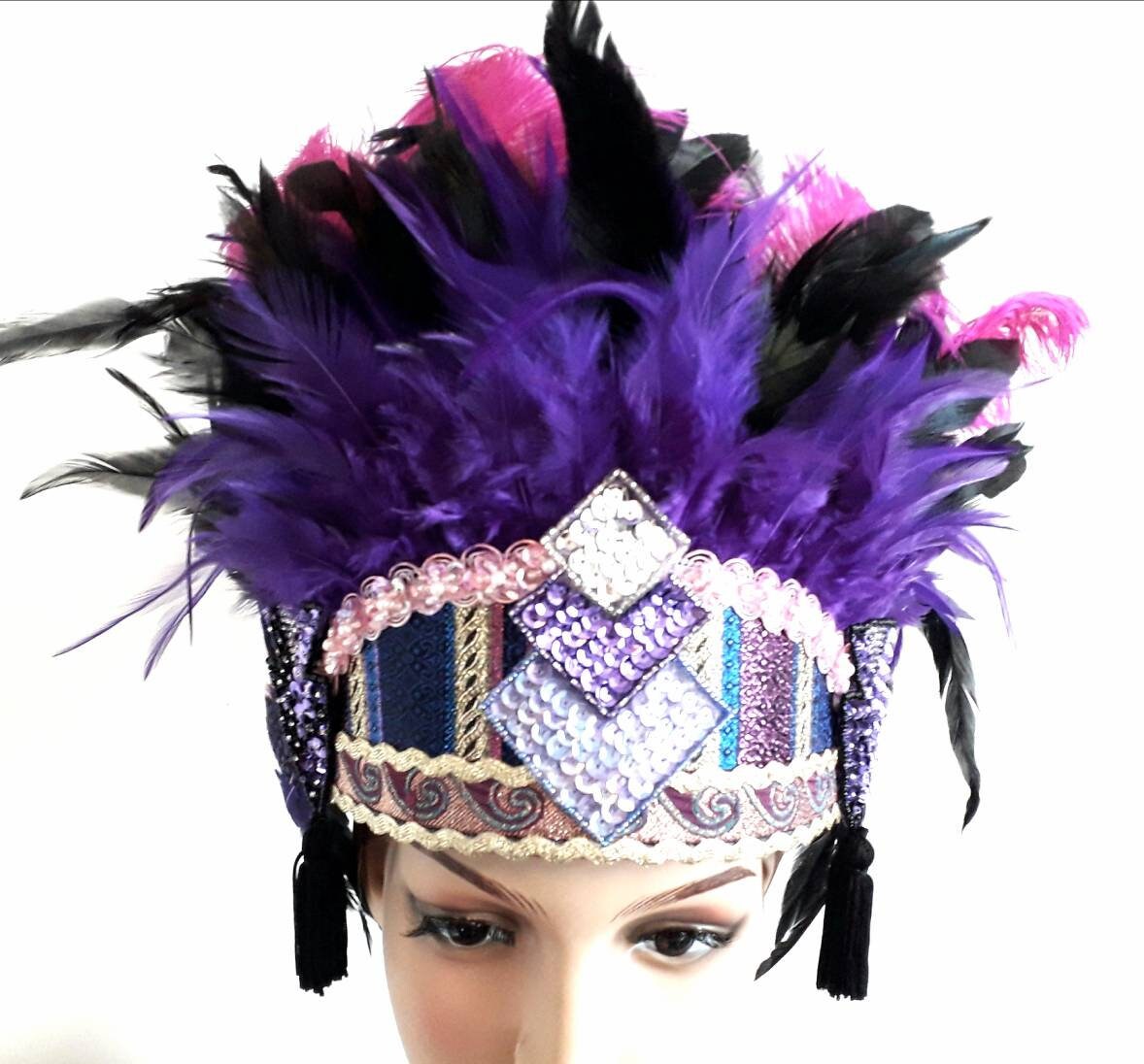 AMY - Luxe Embellished Feather Headdress Festival Headdress Ibiza ...