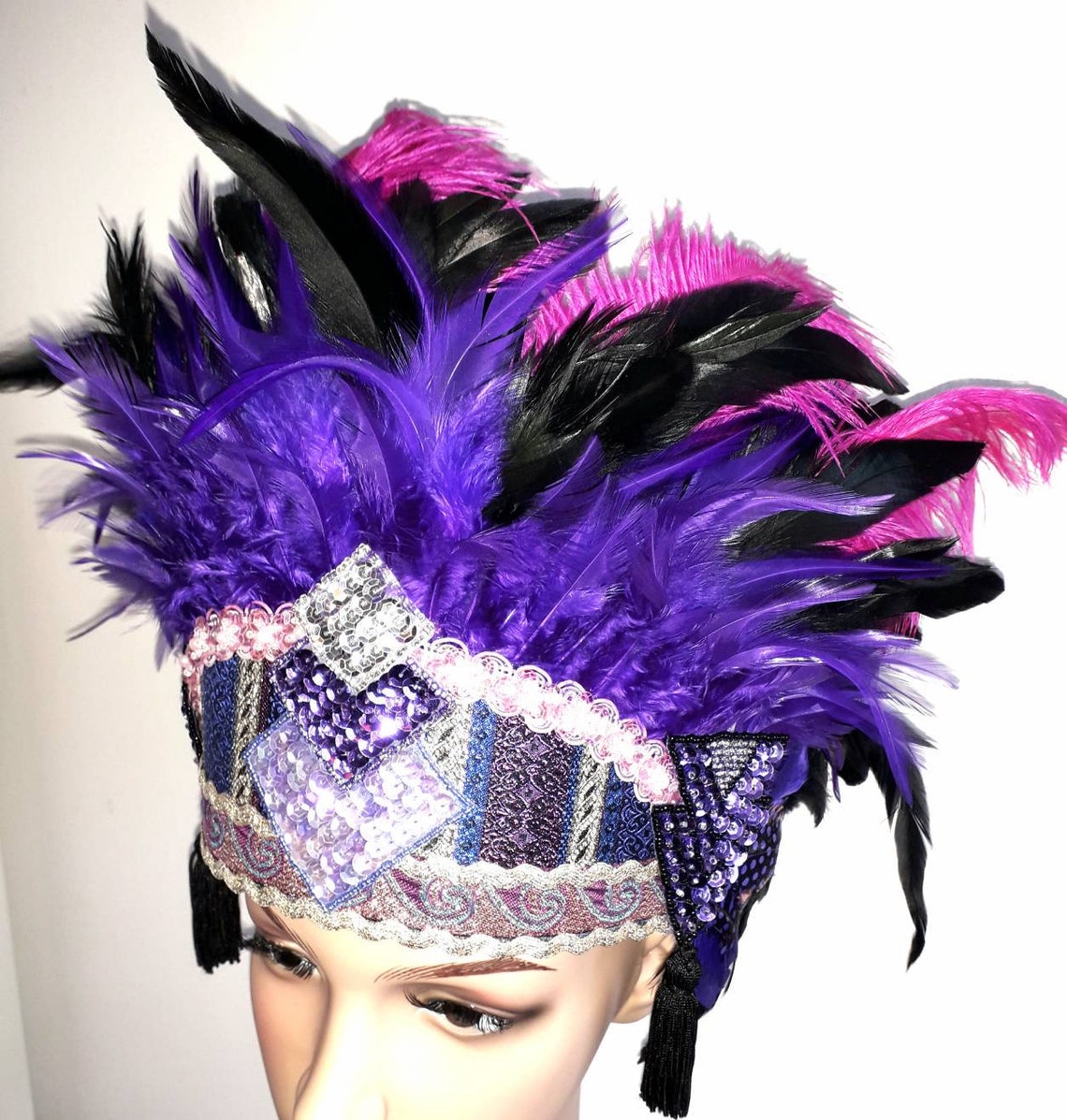 AMY - Luxe Embellished Feather Headdress Festival Headdress Ibiza ...