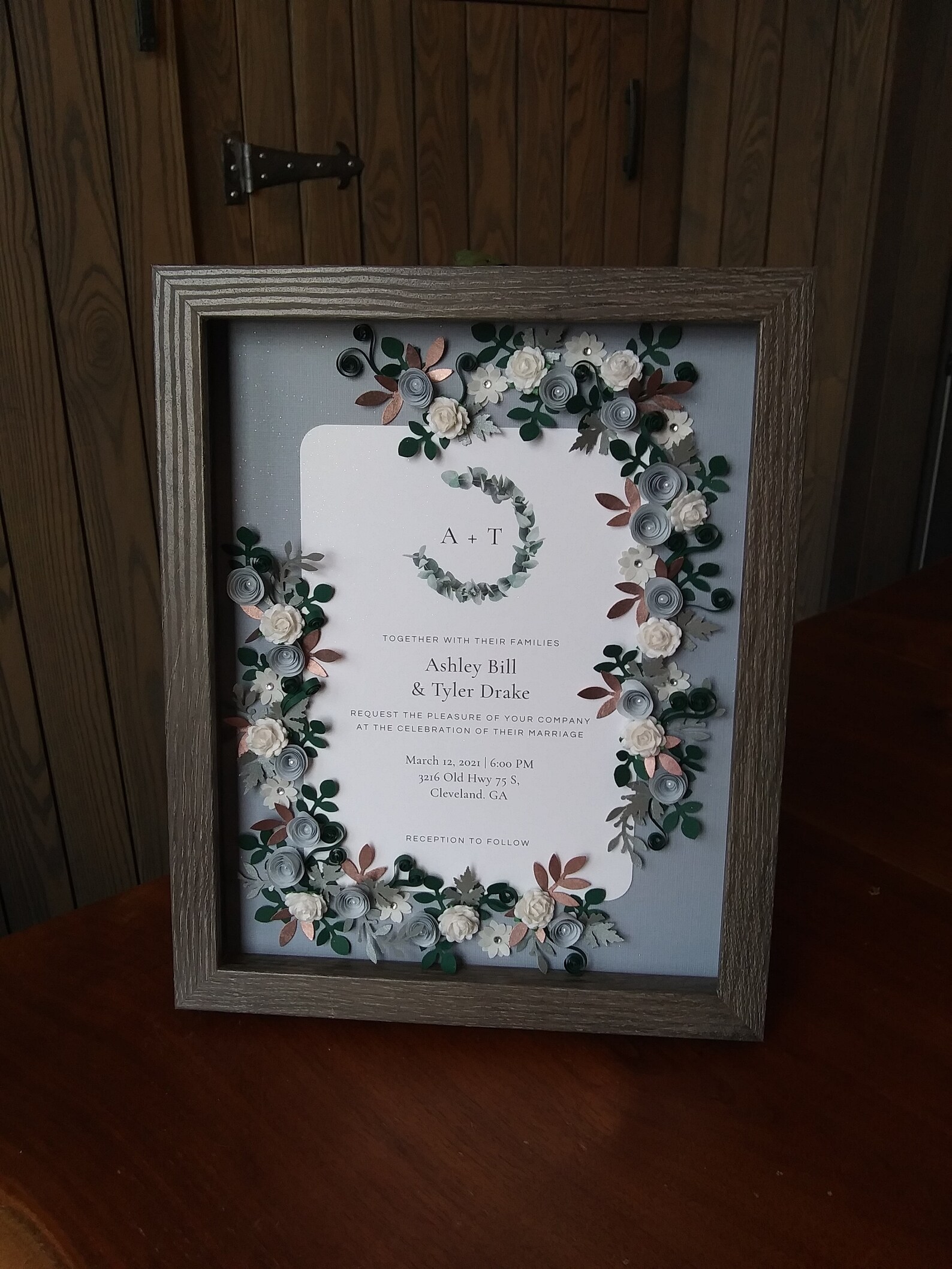 Grey and Cream Wedding Invitation Keepsake Frame - Etsy