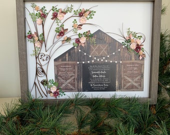 Fall Tree Wedding Keepsake With Initials. | Etsy