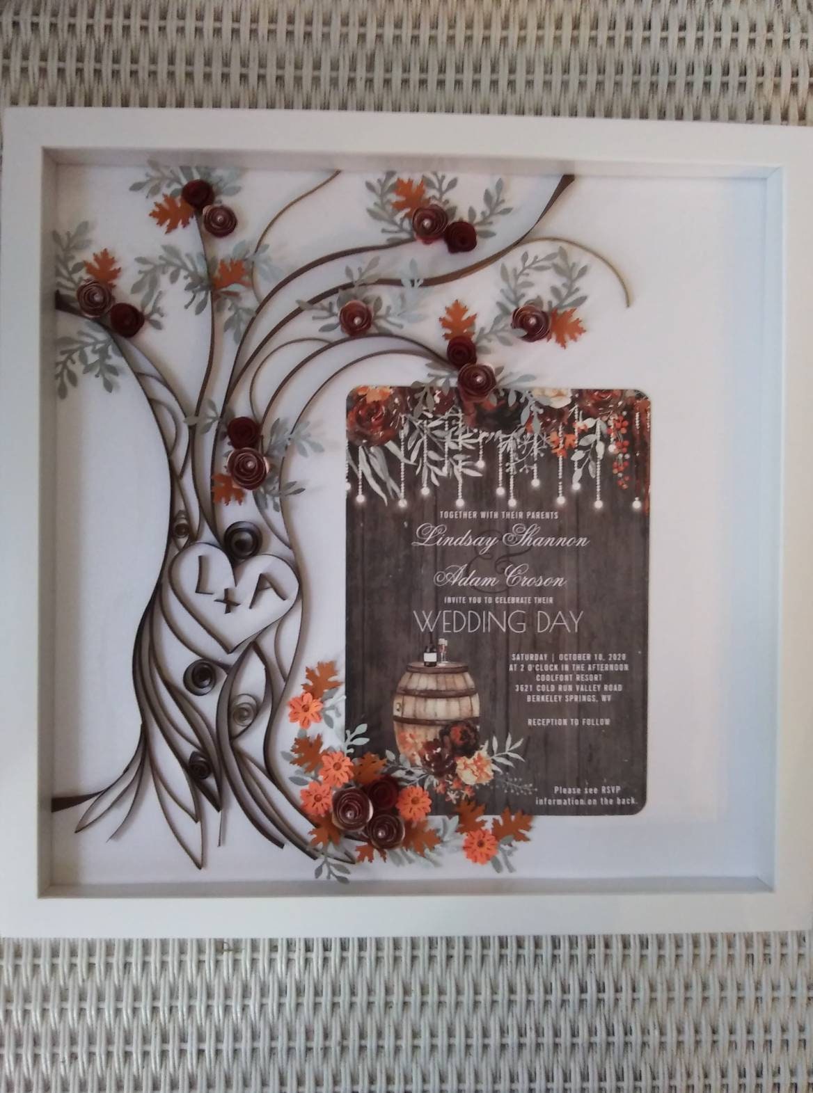 Fall Tree Wedding Keepsake with initials. | Etsy