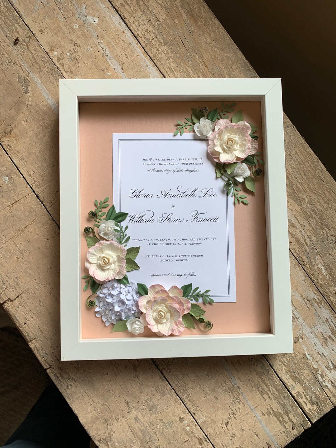 Hydrangea Wedding Invitation Keepsake Frame - Etsy