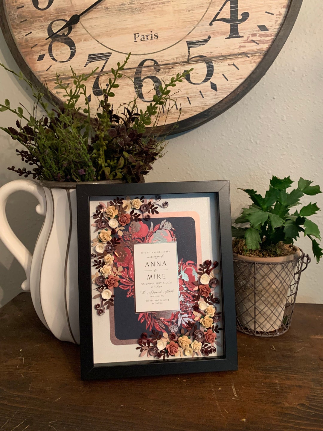Mauve and Rose Gold Wedding Invitation Keepsake Frame. - Etsy