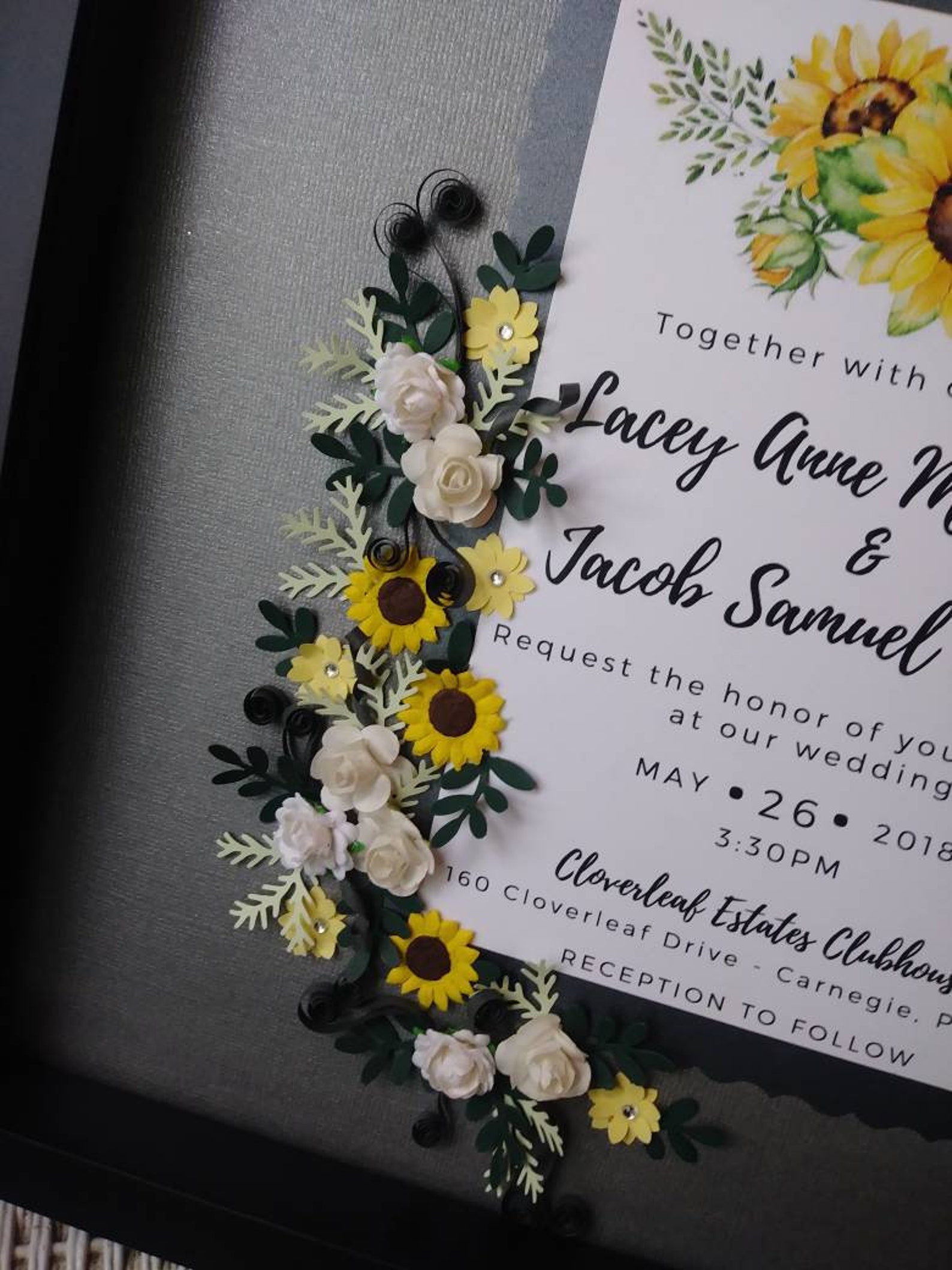 Sunflower Theme Wedding Invitation Keepsake | Etsy