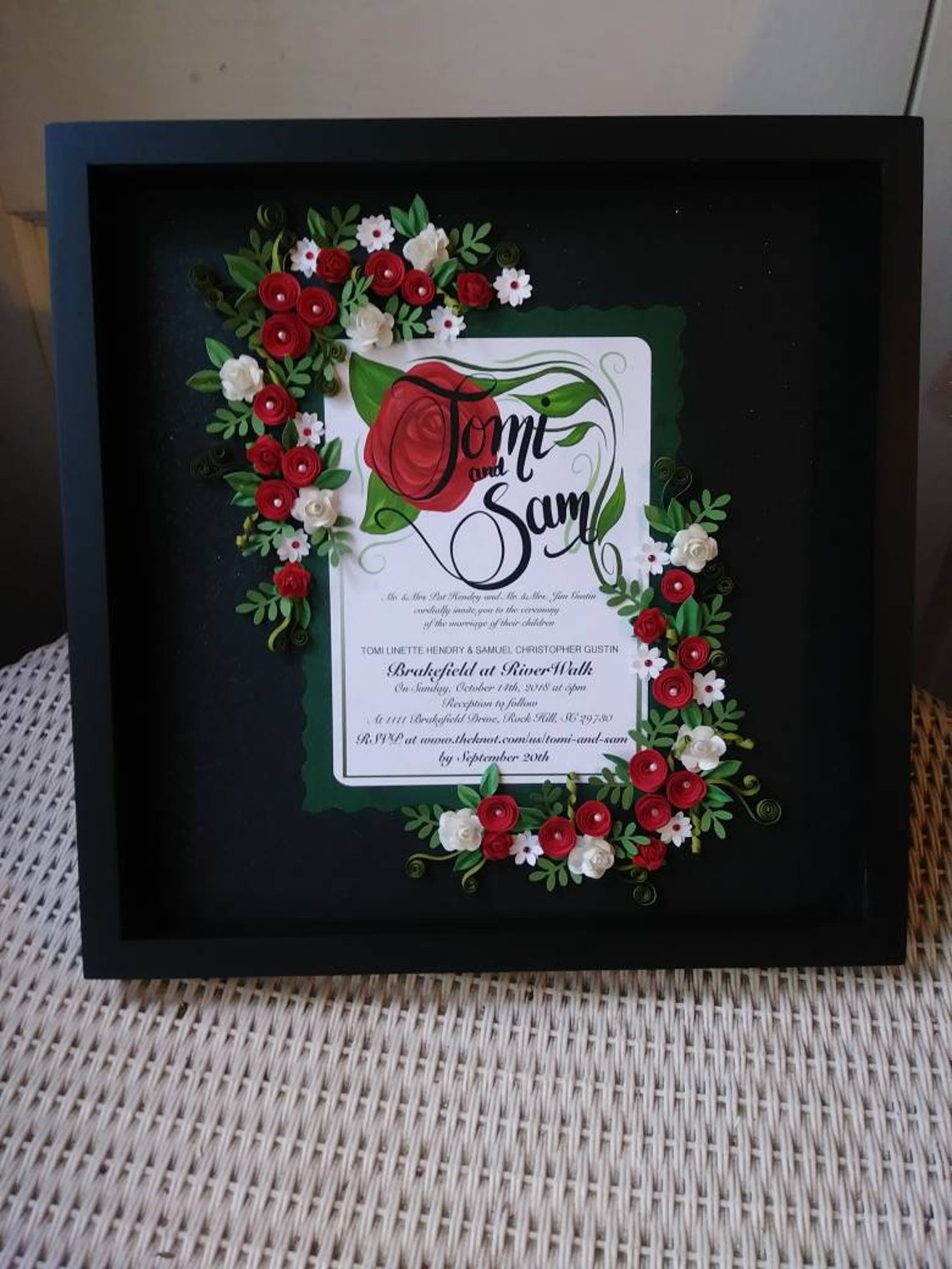 Classic Red Rose Theme Wedding Invitation Keepsake | Etsy