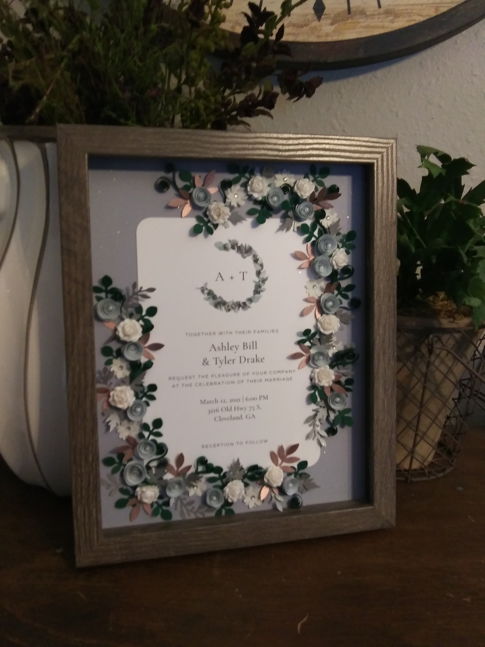 Grey and Cream Wedding Invitation Keepsake Frame - Etsy