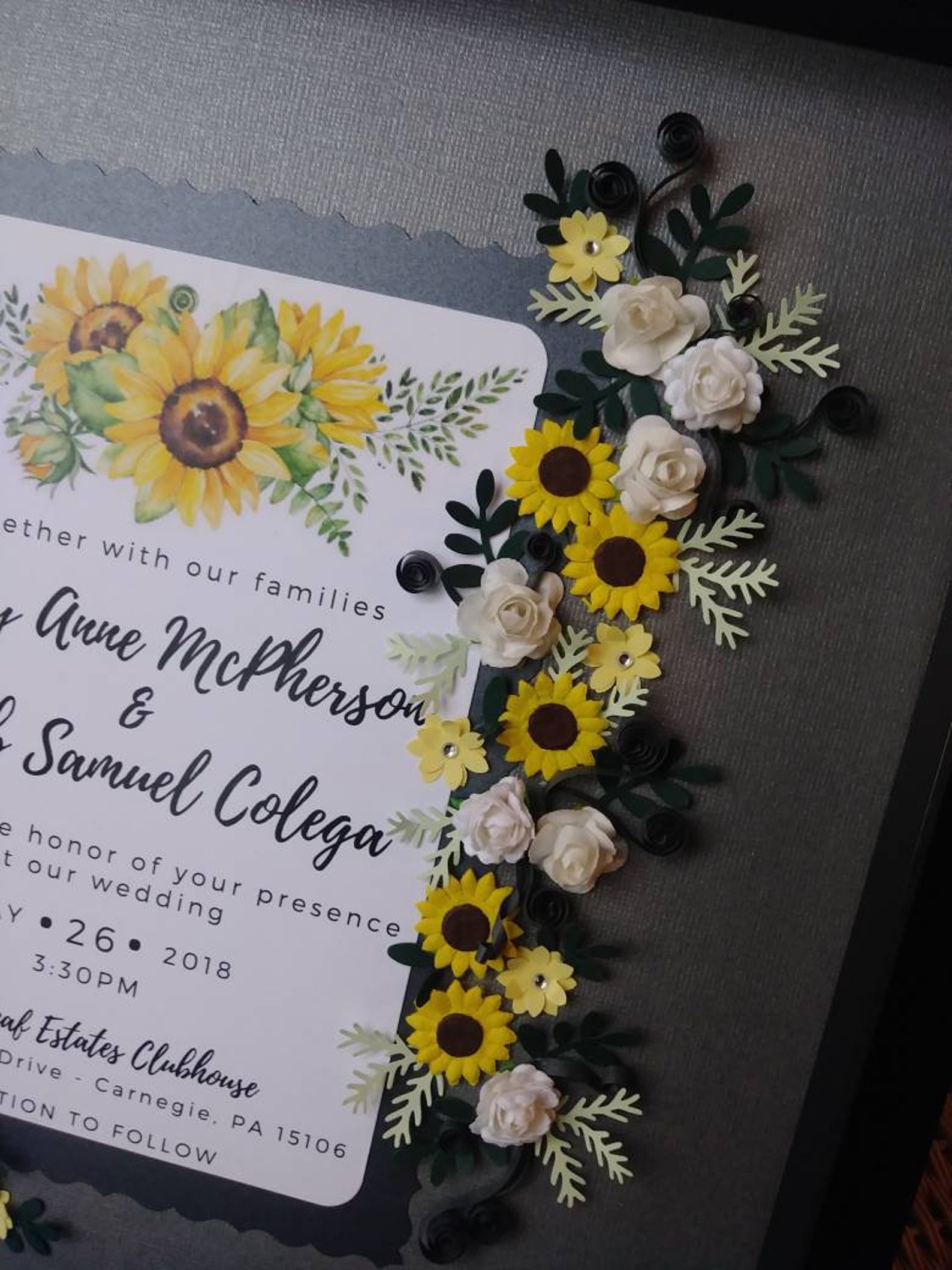 Sunflower Theme Wedding Invitation Keepsake | Etsy