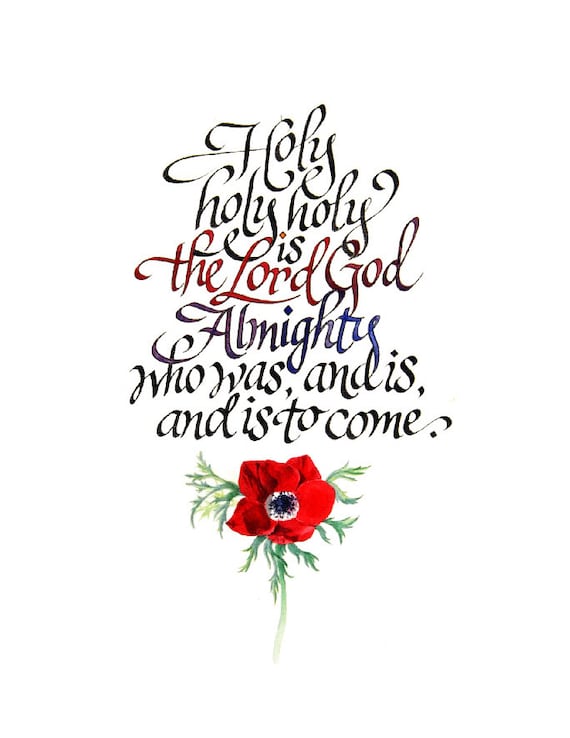 Holy Holy Holy Calligraphy From Revelation 4:8 Hand | Etsy