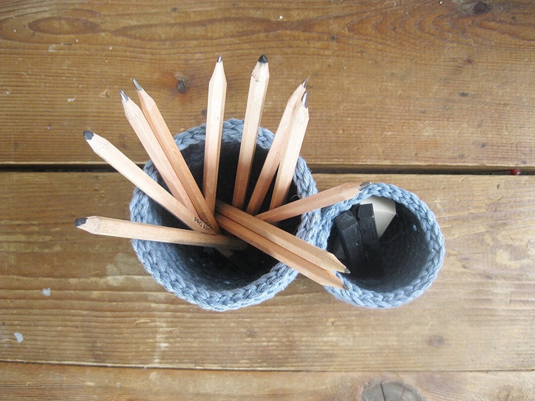Rustic Office Decor | Shabby Chic Office Pencil Holder | Crochet ...