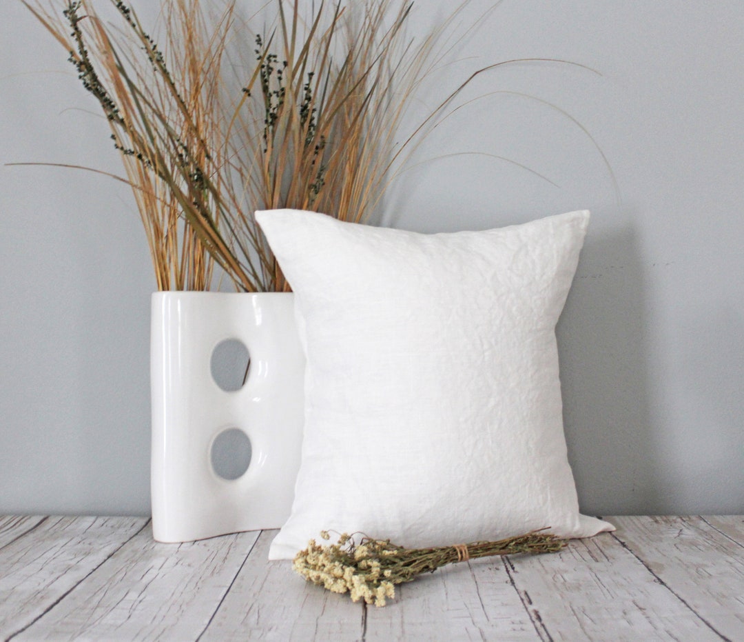 Throw Pillow Covers Minimalist, White Linen Pillow Cover, Throw Pillow ...