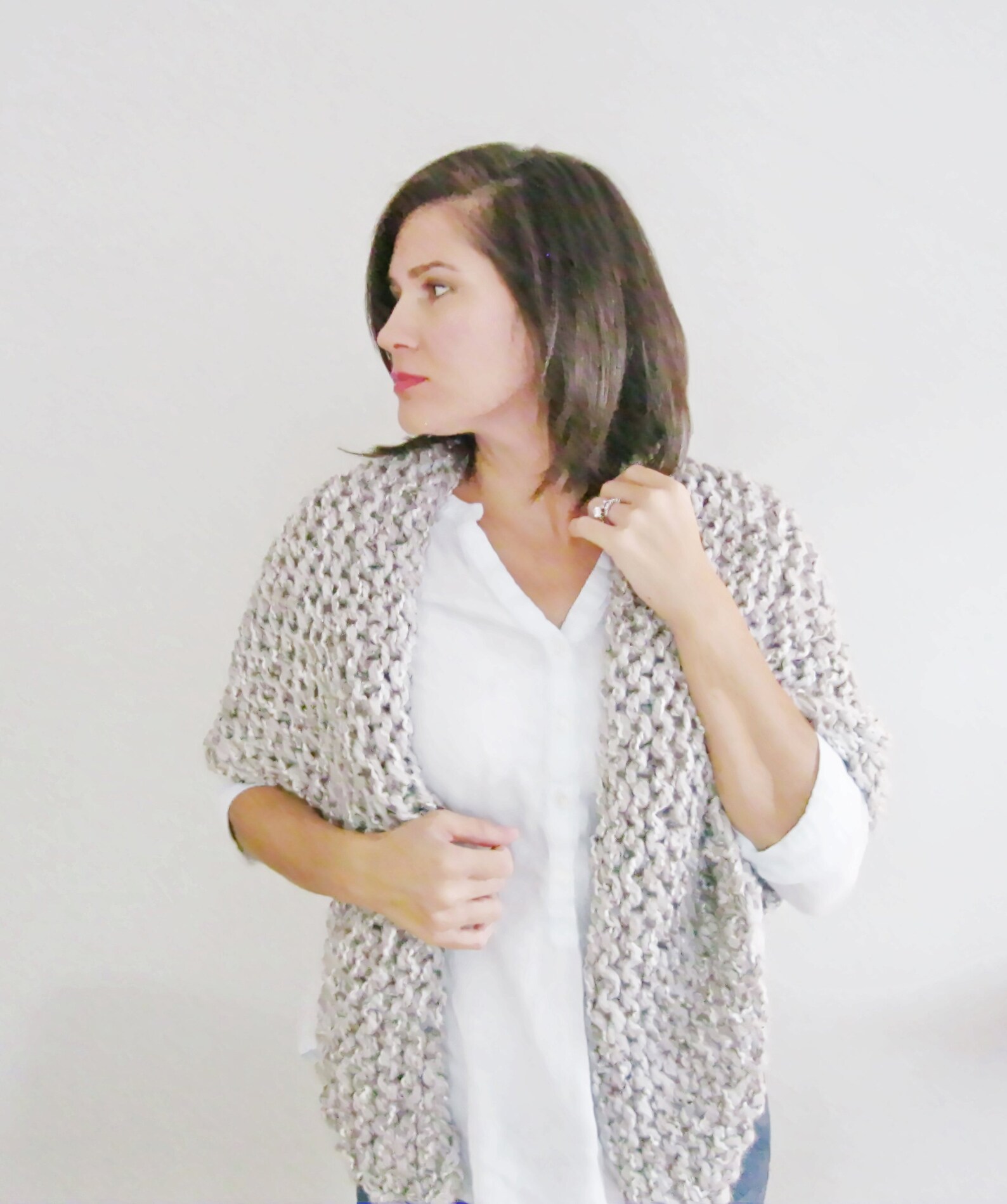 Wool Shawl Wrap, Knit Shawls and Wraps, Hand Knitted Shawl, Chunky Knit ...
