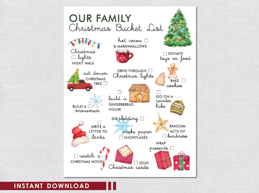 Christmas Bucket List, Family Christmas Activities, Family Bucket List ...