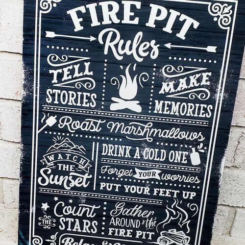 Fire Pit Rules Sign Metal Sign Wall Decor - Etsy