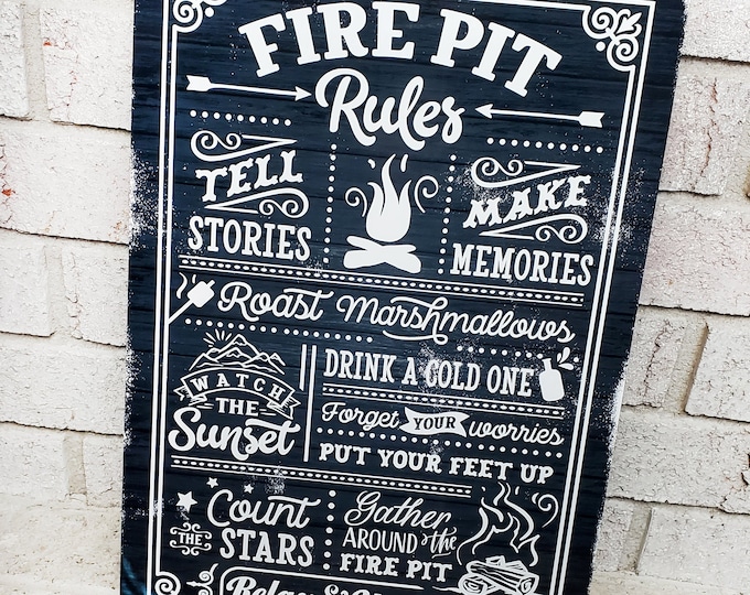 Fire Pit Rules Outdoor Metal Sign, Summer Yard Signs, Indoor/outdoor ...