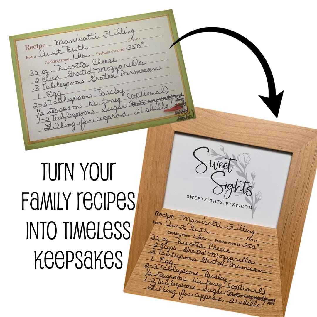 Personalized Recipe Wood Frame | Engraved Handwriting Keepsake - Etsy
