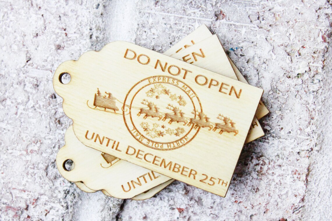 Do Not Open Until CHRISTMAS Wood Gift Tags Set of 3 Santa | Etsy