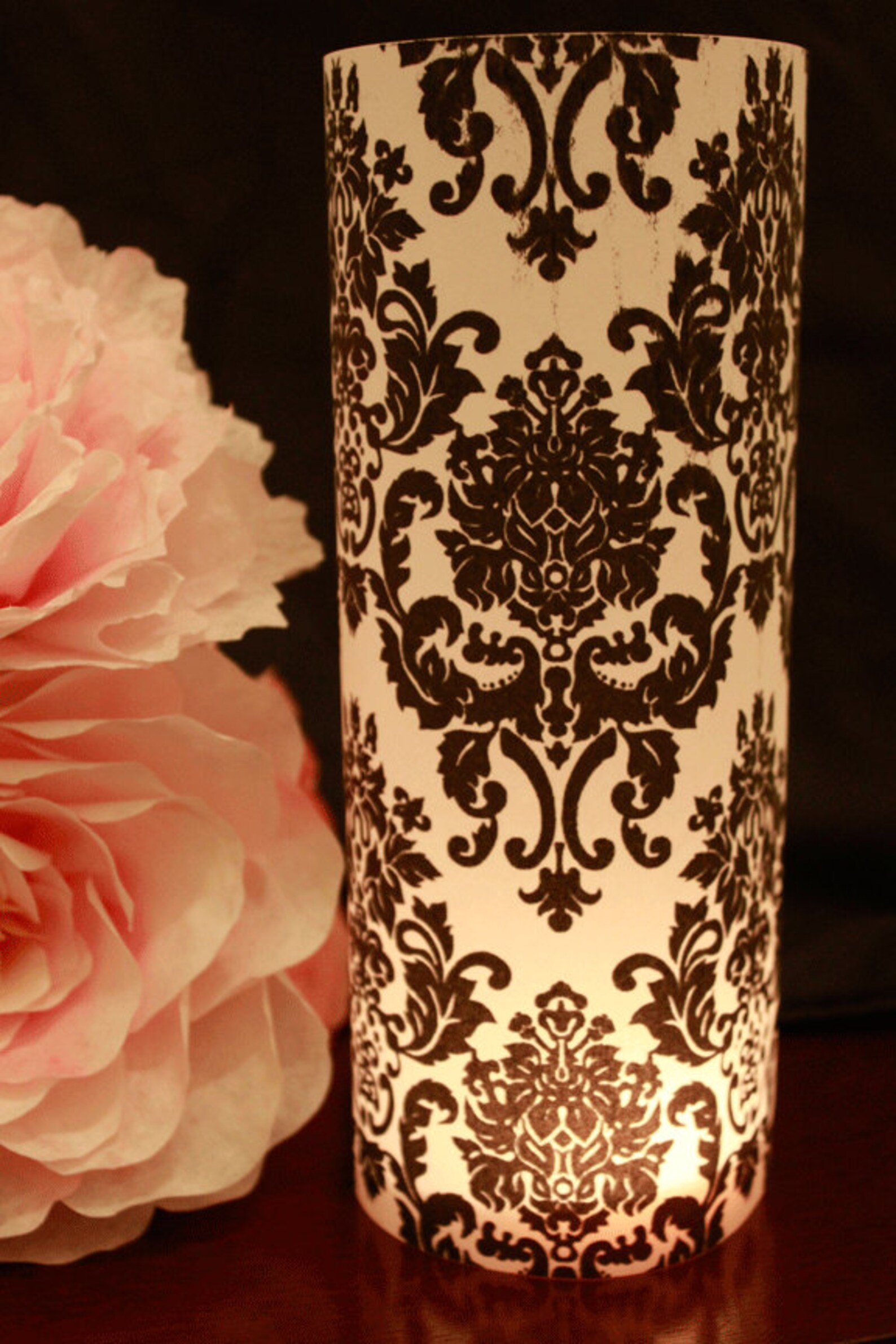 Damask Wedding Decor Black & White Wedding Damask Luminary - Etsy