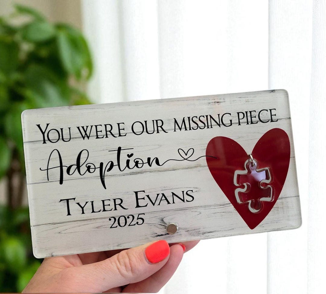 Personalized Adoption Tabletop Sign – Heart & Puzzle Piece Keepsake - Etsy