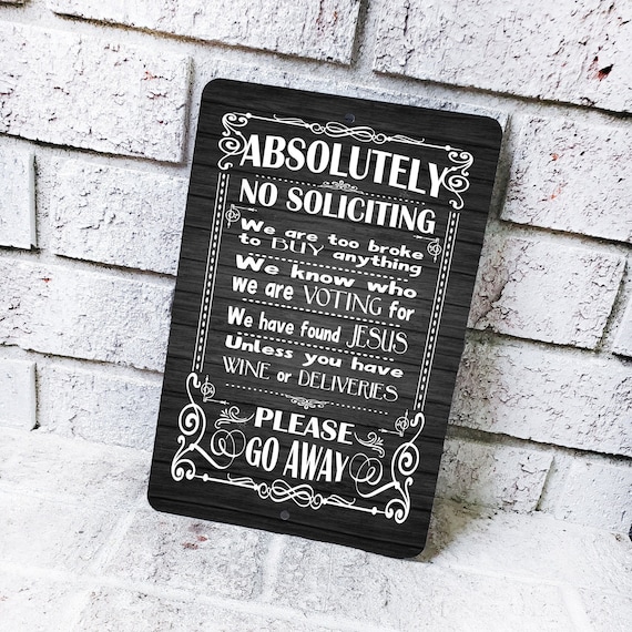 No Soliciting Metal Sign No Solicitors Front Porch Sign - Etsy