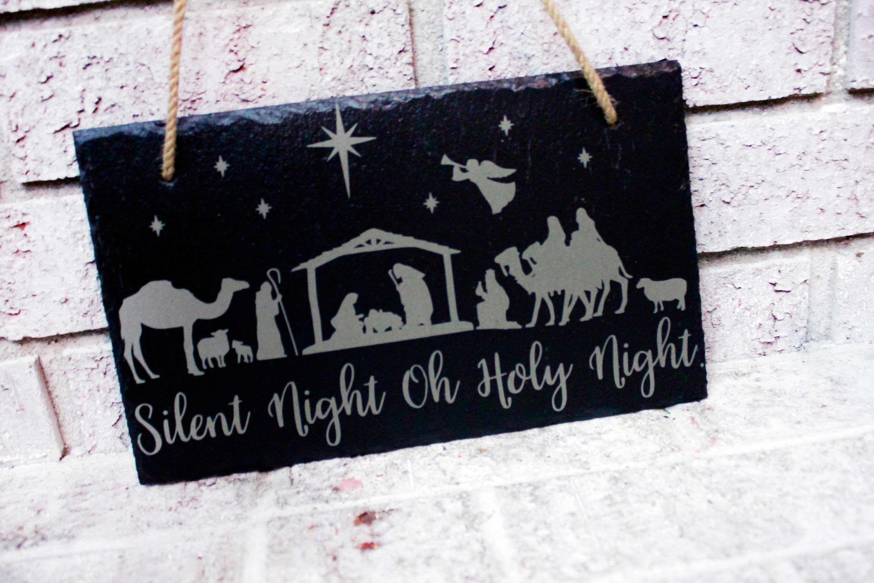Nativity Farmhouse Slate scene Laser engraved Christmas | Etsy