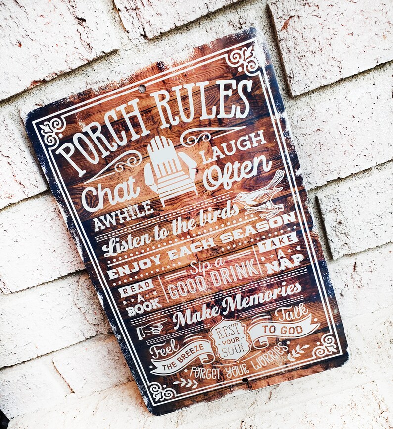 Porch Rules Outdoor Metal Sign Summer Yard Signs - Etsy