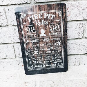 Fire Pit Rules Outdoor Metal Sign, Summer Yard Signs, Indoor/outdoor ...