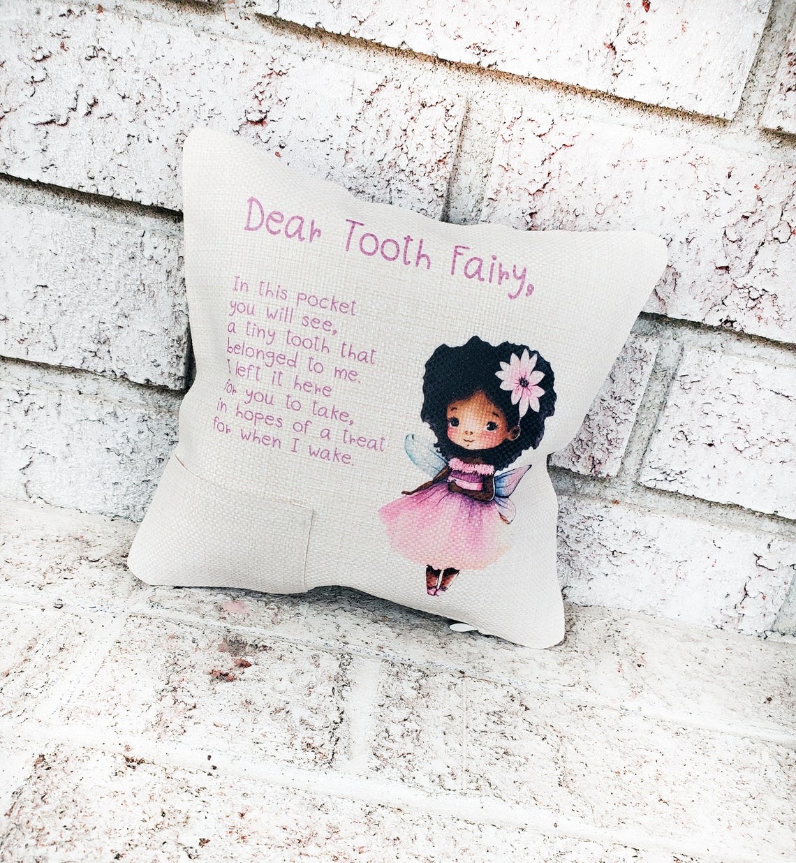 Tooth Fairy Pillow With Pocket Small Toothfairy Pillow Cute - Etsy