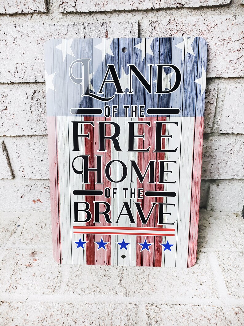 American Flag Outdoor Metal Sign Home of the Free Signs | Etsy
