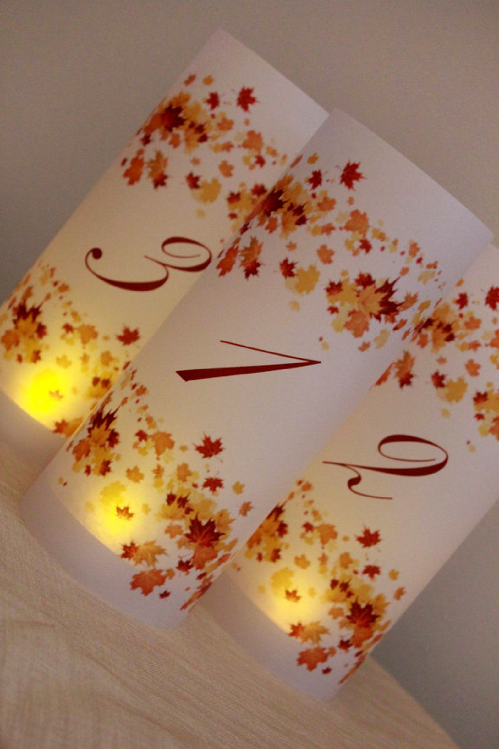 Fall Wedding Table Numbers Fall Luminaries Autumn Wedding - Etsy