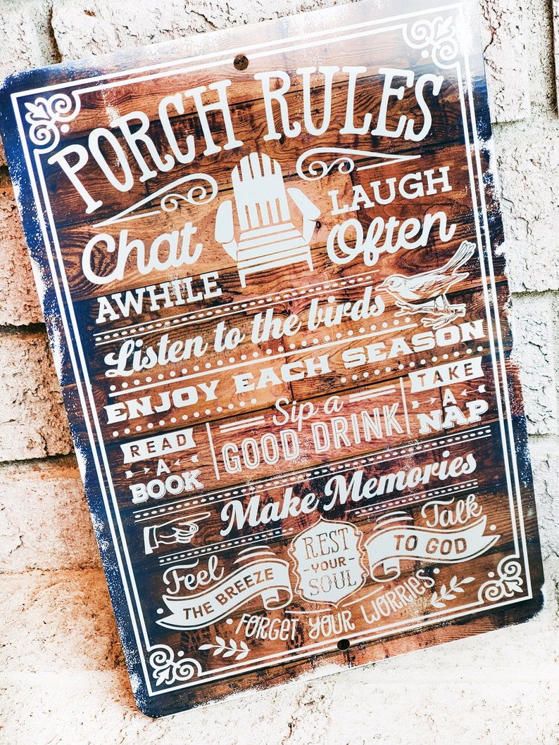 Porch Rules Outdoor Metal Sign Summer Yard Signs - Etsy