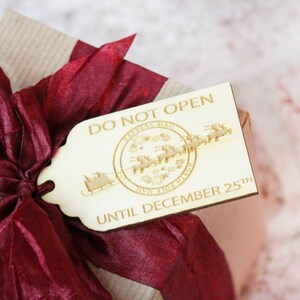 Do Not Open Until CHRISTMAS Wood Gift Tags Set of 3, Santa Gift Tags ...