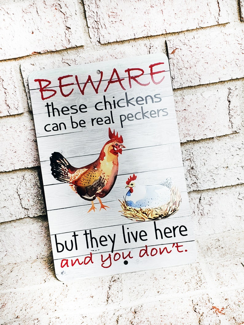 Beware of the Chickens Outdoor Metal Sign Chicken Coop Signs | Etsy