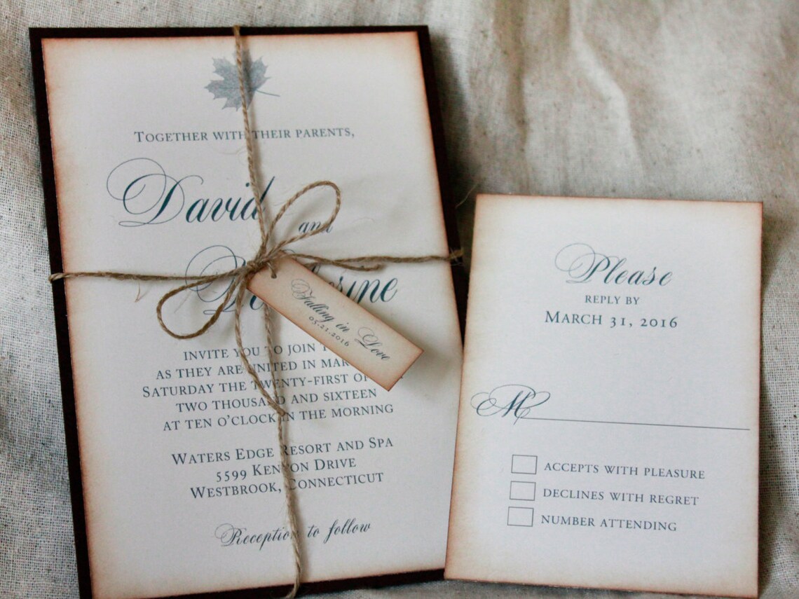 Autumn Wedding Invitations Falling in Love Fall Invitations - Etsy