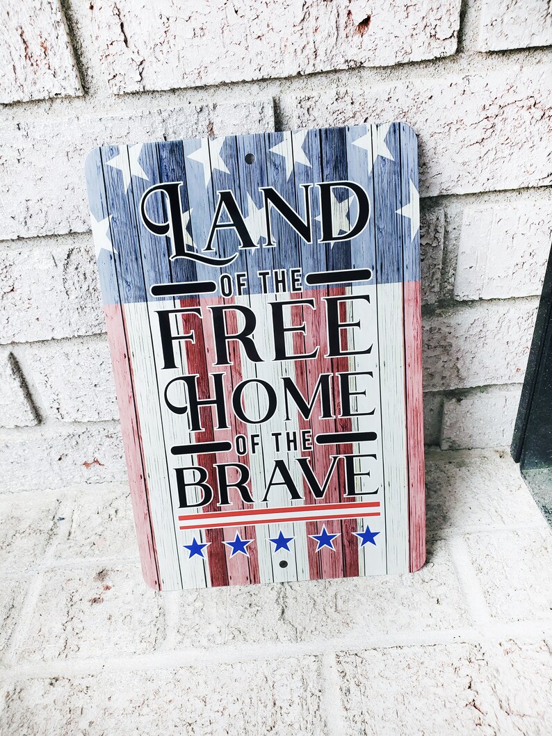 American Flag Outdoor Metal Sign Home of the Free Signs | Etsy