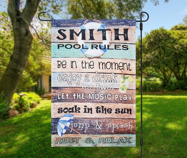 Pool Rules Personalized Garden Flag Custom Pool Decor Garden - Etsy
