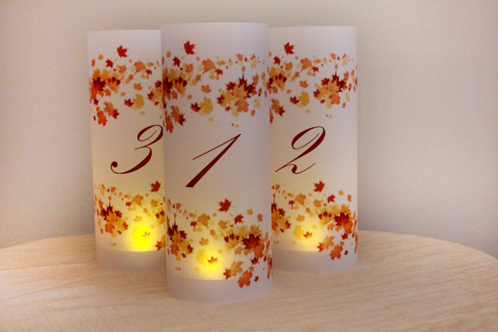 Set of 10 Fall Wedding Table Numbers Fall Luminaries Autumn | Etsy