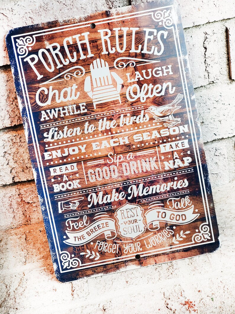 Porch Rules Outdoor Metal Sign Summer Yard Signs - Etsy