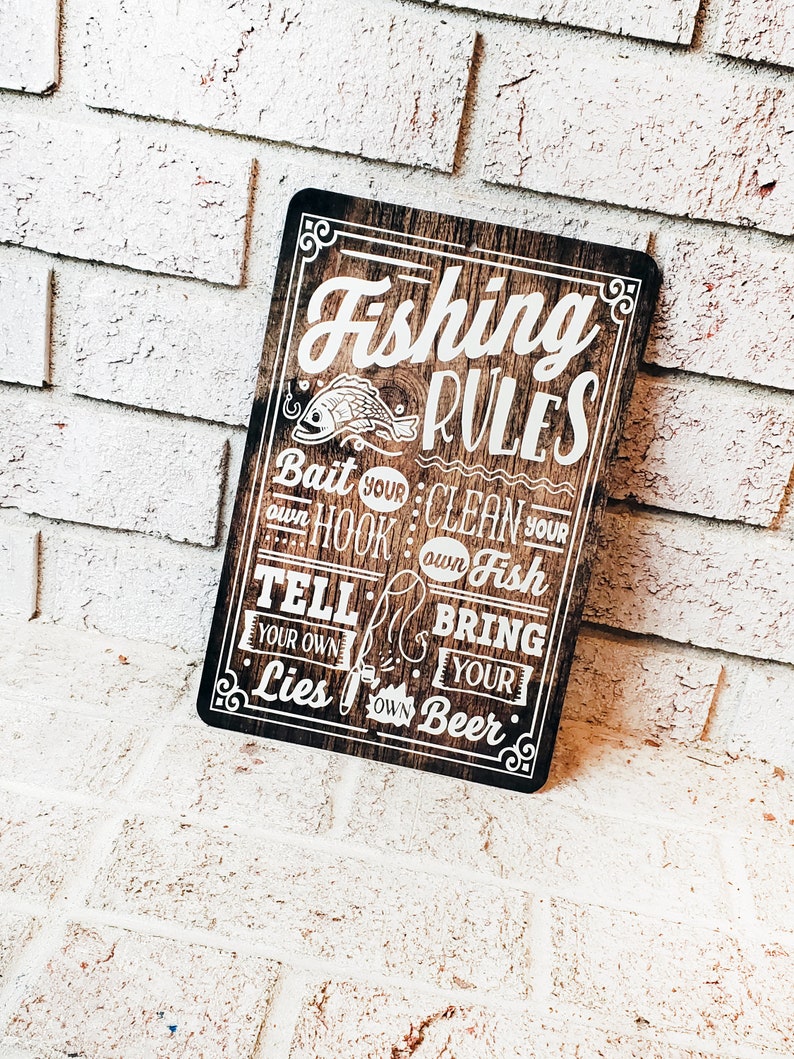 Fishing Rules Outdoor Metal Sign Summer Yard Signs - Etsy