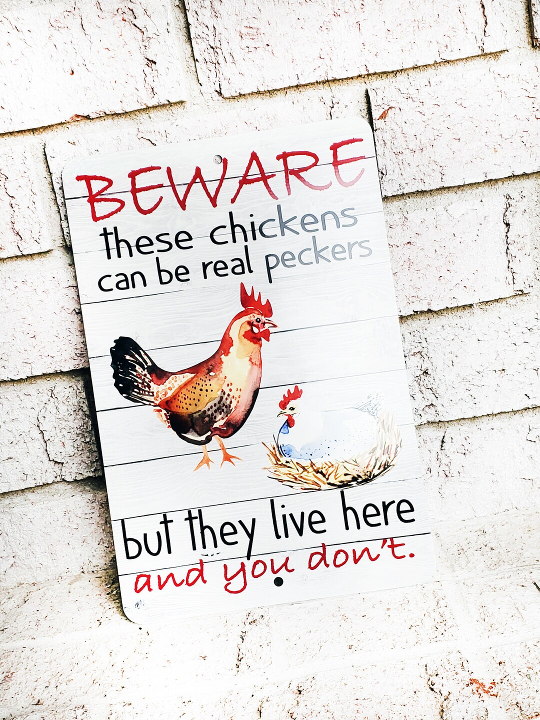 Beware of the Chickens Outdoor Metal Sign, Chicken Coop Signs, Indoor ...