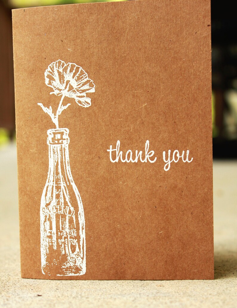 Rustic Thank You Card Kraft Thank You Card Wedding Thank | Etsy